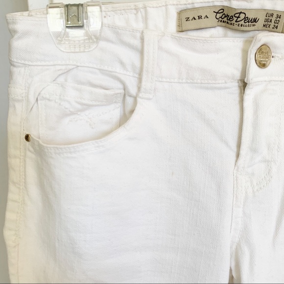 Zara | Pants & Jumpsuits | Euc Zara Core Denim White Trafaluc ...
